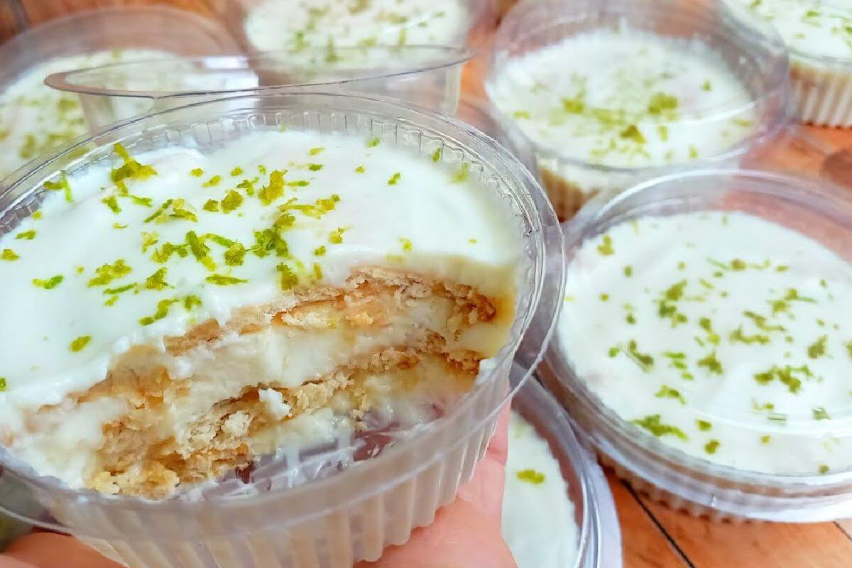 Pavê de limão no potinho bem cremoso e refrescante